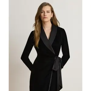 Ralph Lauren Satin-trim Velvet Dress