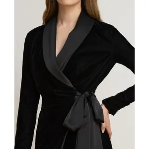 Ralph Lauren Satin-trim Velvet Dress