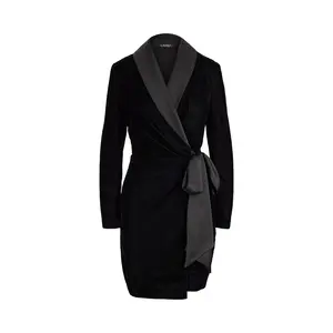 Ralph Lauren Satin-trim Velvet Dress