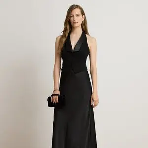 Ralph Lauren Double-faced Crepe & Satin Gown - Black