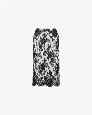 Saint Laurent Pencil Skirt In Silicone-coated Lace