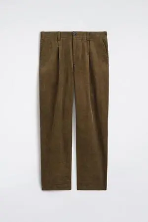 Cos Pleated Relaxed-fit Tapered Corduroy Pants - Brown