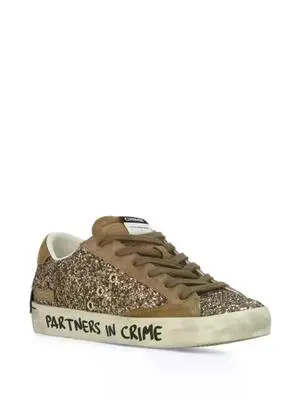 CRIME LONDON Distressed Glitter-detail Sneakers