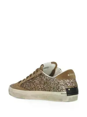 CRIME LONDON Distressed Glitter-detail Sneakers