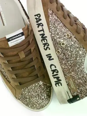 CRIME LONDON Distressed Glitter-detail Sneakers