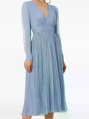FRAMBOISE Vasquez Pleated Silk Midi Dress - Blue