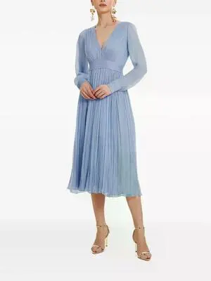 FRAMBOISE Vasquez Pleated Silk Midi Dress