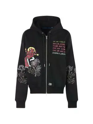CHOPOVA LOWENA Feelings Panic Graphic-print Zip-up Hoodie - Black