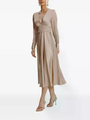 FRAMBOISE Yuno Satin-finish Bow-detail Midi Dress