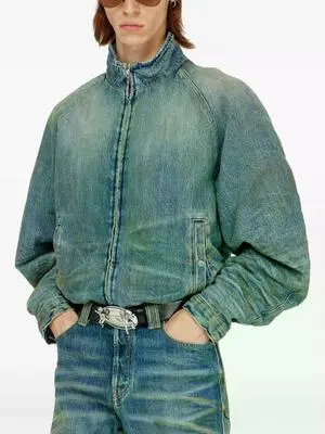 DIESEL® Padded Jacket In Dirty-effect Creased Denim