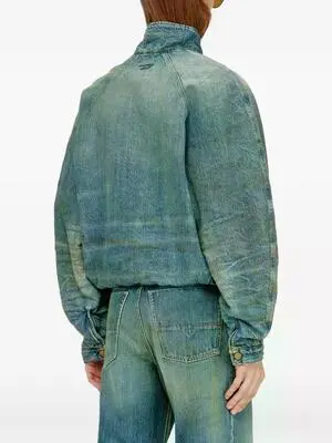 DIESEL® Padded Jacket In Dirty-effect Creased Denim