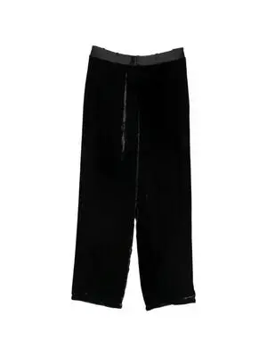 FORTE_FORTE Crushed-velvet Satin-trim Trousers - Black