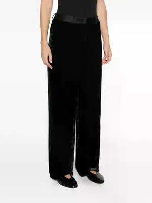 FORTE_FORTE Crushed-velvet Satin-trim Trousers