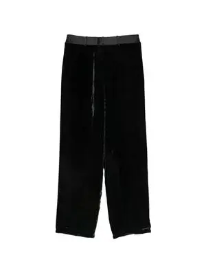 FORTE_FORTE Crushed-velvet Satin-trim Trousers - Black