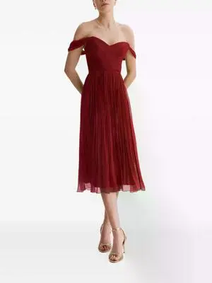 FRAMBOISE Canneline Lace-up Pleated Midi Dress - Red