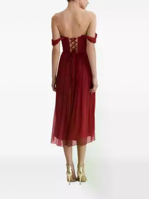 FRAMBOISE Canneline Lace-up Pleated Midi Dress