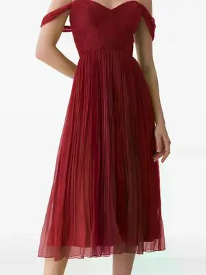 FRAMBOISE Canneline Lace-up Pleated Midi Dress