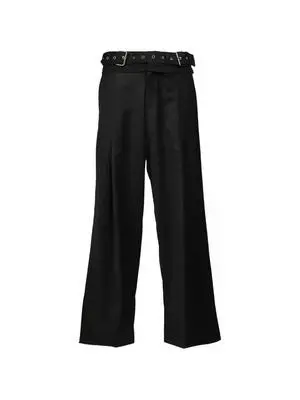 AV VATTEV Double-belt Pleated Trousers - Black