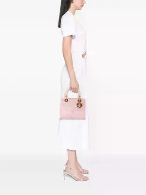 Dior 2020 Medium Embroidered Canvas Cannage Lady D Lite Satchel
