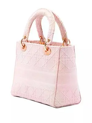 Dior 2020 Medium Embroidered Canvas Cannage Lady D Lite Satchel