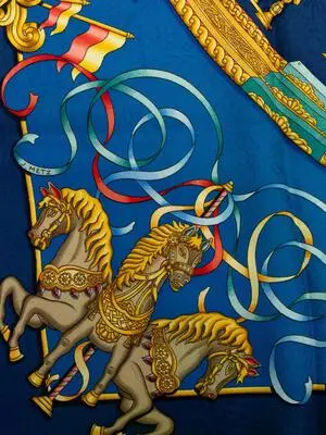 Hermès 1990-2010 Luna Park Silk Scarf 90 Scarves - Blue