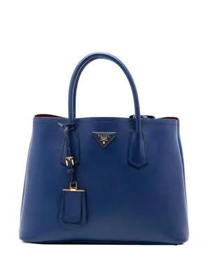 Prada 2010-2026 Medium Saffiano Cuir Double Handle Satchel - Blue