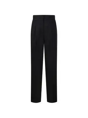 FORTE_FORTE Pleated Straight-leg Trousers - Black