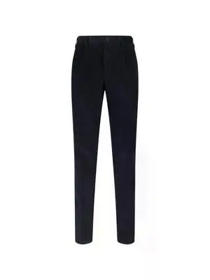 Incotex Corduroy-textured Pleated Trousers - Blue