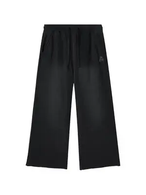 FINGERCROXX Logo-embroidered Raw-edge Trousers - Black