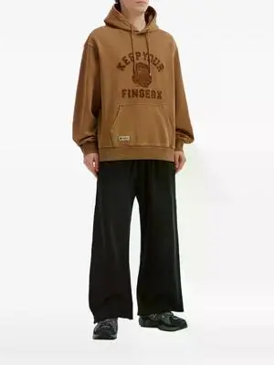FINGERCROXX Logo-embroidered Raw-edge Trousers