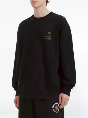 FINGERCROXX Patch-detail Crew-neck Sweater - Black