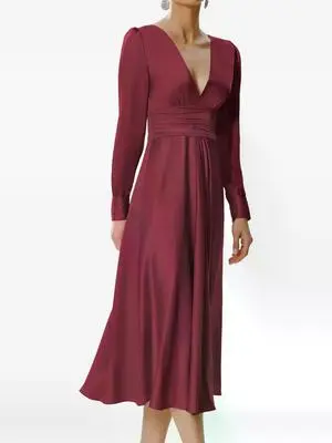 FRAMBOISE Satin-finish Bow-detail Midi Dress - Red