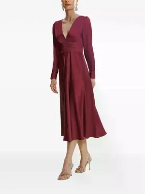FRAMBOISE Satin-finish Bow-detail Midi Dress - Red