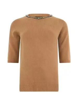 Fabiana Filippi Crystal-embellished Knitted Sweater - Brown