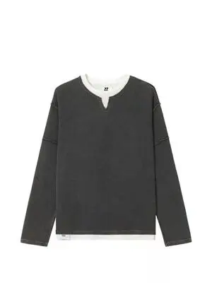Izzue Layered Raw-edge Sweatshirt - Grey