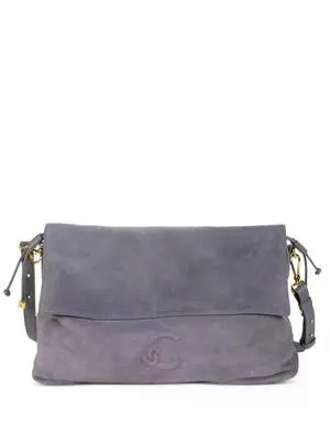 COCCINELLE Medium Lidia Logo-embossed Suede Clutch Bag - Grey