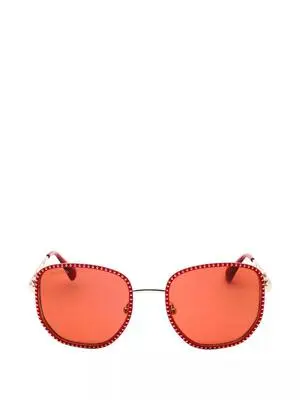MAX&CO. Crystal-embellished Geometric-frame Sunglasses - Red