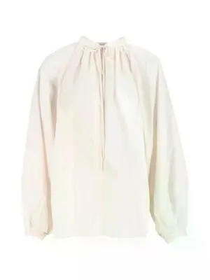 ELEH Tie-neck Gathered Blouse - Neutrals
