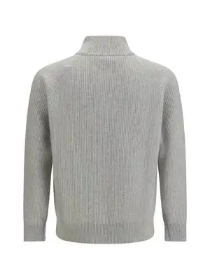 LARDINI Ribbed-knit Zip-up Sweater