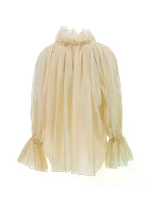 THELATEST Estelle Ruffled High-neck Blouse - Neutrals