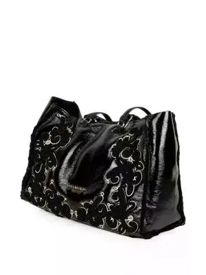 ERMANNO FIRENZE Floral-embroidered Patent Tote Bag