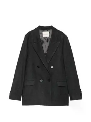 Closed Double-breasted Peaked-lapel Jacket - Grey