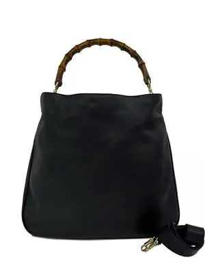 Gucci 1990-2000 Calfskin Bamboo Satchel - Black