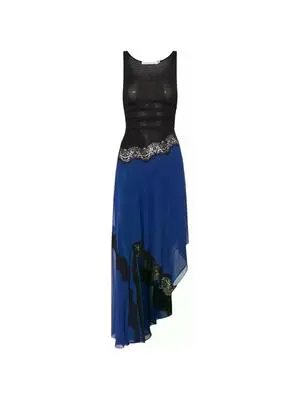 Christopher Esber Lace-trim Asymmetric Midi Dress Blue