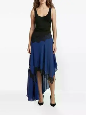 Christopher Esber Lace-trim Asymmetric Midi Dress - Blue