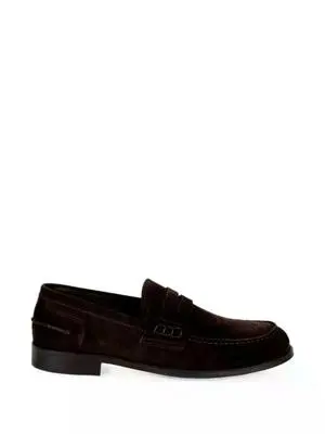FRANCO FEDELE Suede Penny Loafers - Brown