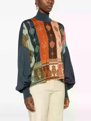 Zimmermann Paisley-print Panelled Sweater - Blue