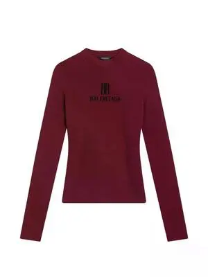 Balenciaga Logo-embroidered Ribbed-knit Sweater - Red
