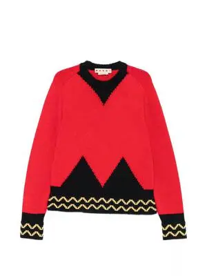 Marni Jacquard-print Relaxed-fit Sweater - Red