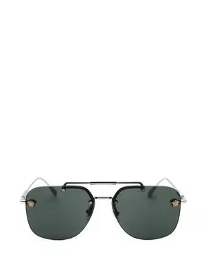 Versace Medusa Plaque Pilot-frame Sunglasses - Grey